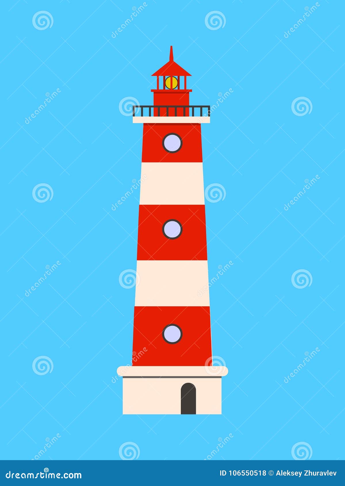 Lighthouse Flat Icon on Blue Background. Flat Design Vector ...
