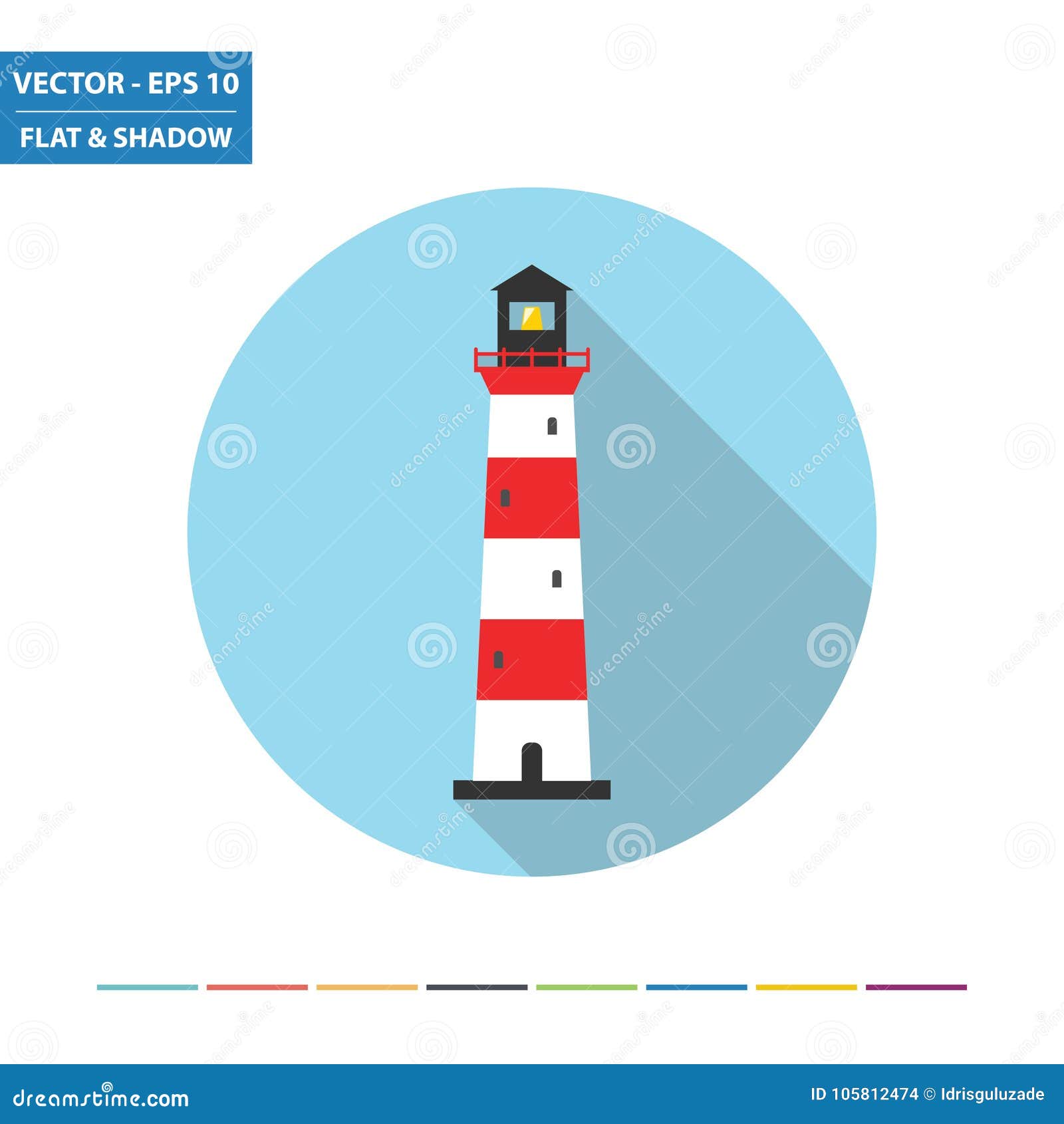 Lighthouse flat icon stock vector. Illustration of background - 105812474