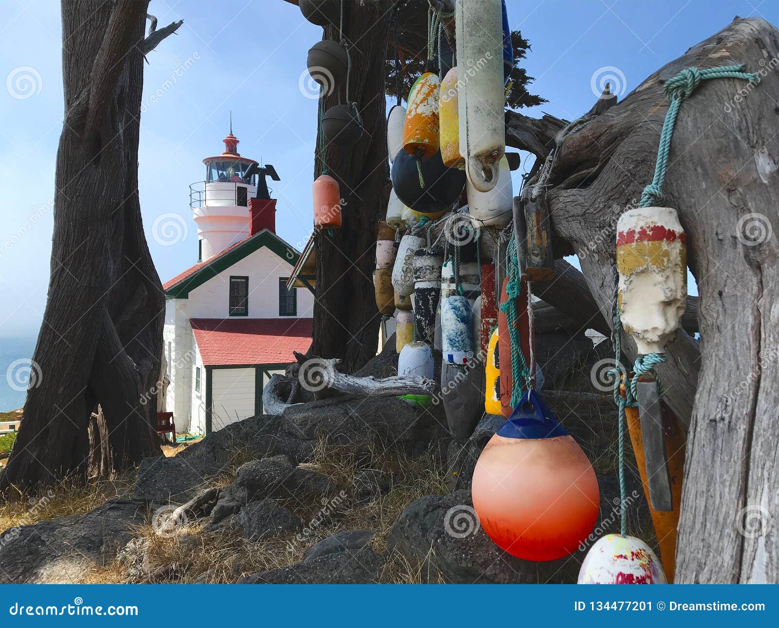 Battery Point Lighthouse Floats Hanging. Stock Image - Image of ...