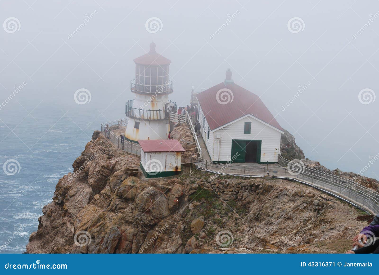 Lighthouse through the Fog stock image. Image of reyes - 43316371