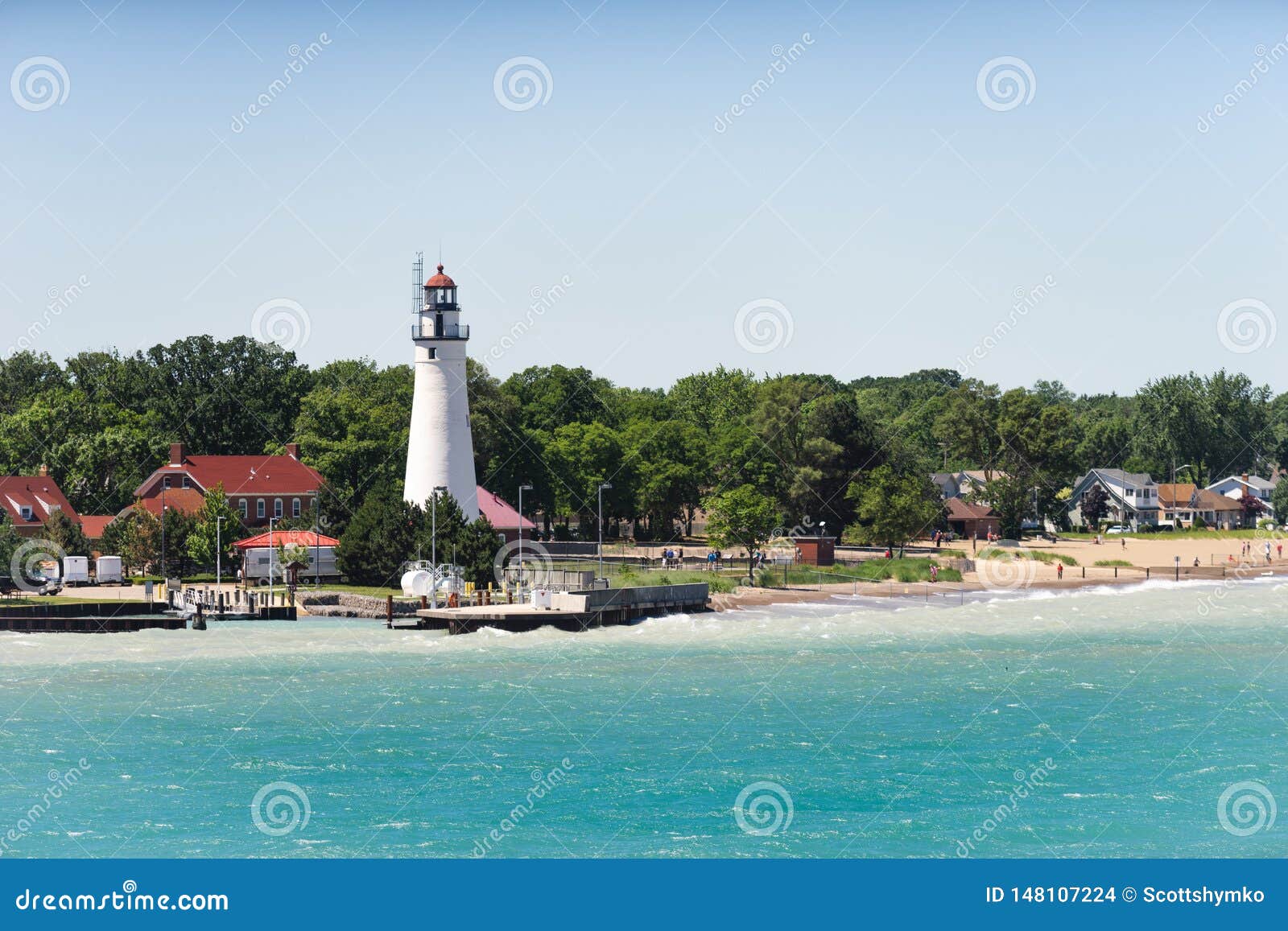 The Lighthouse at Fort Gratiot, MI Stock Photo - Image of water, blue ...