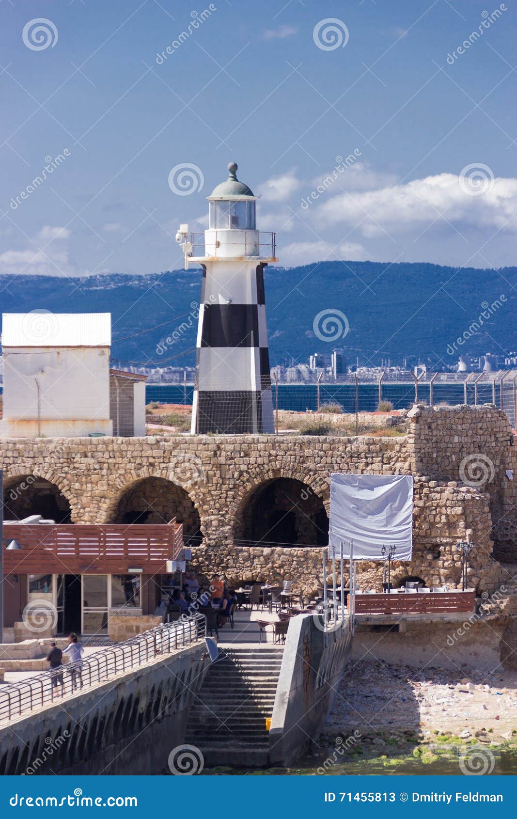 Lighthouse and Fortress Wall Stock Image - Image of backgrounds ...