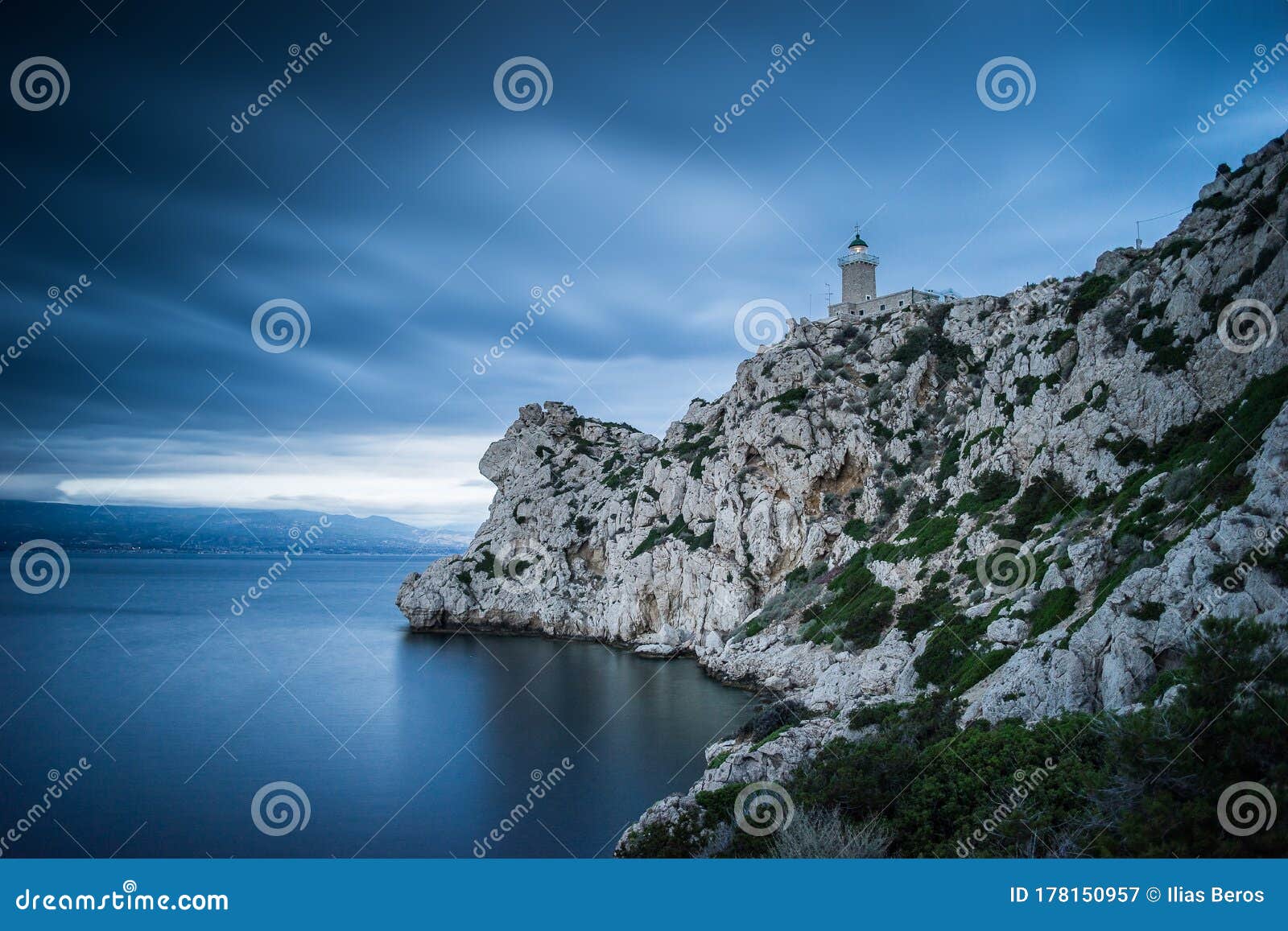 Lighthouse in Greece stock image. Image of greece, blue - 178150957