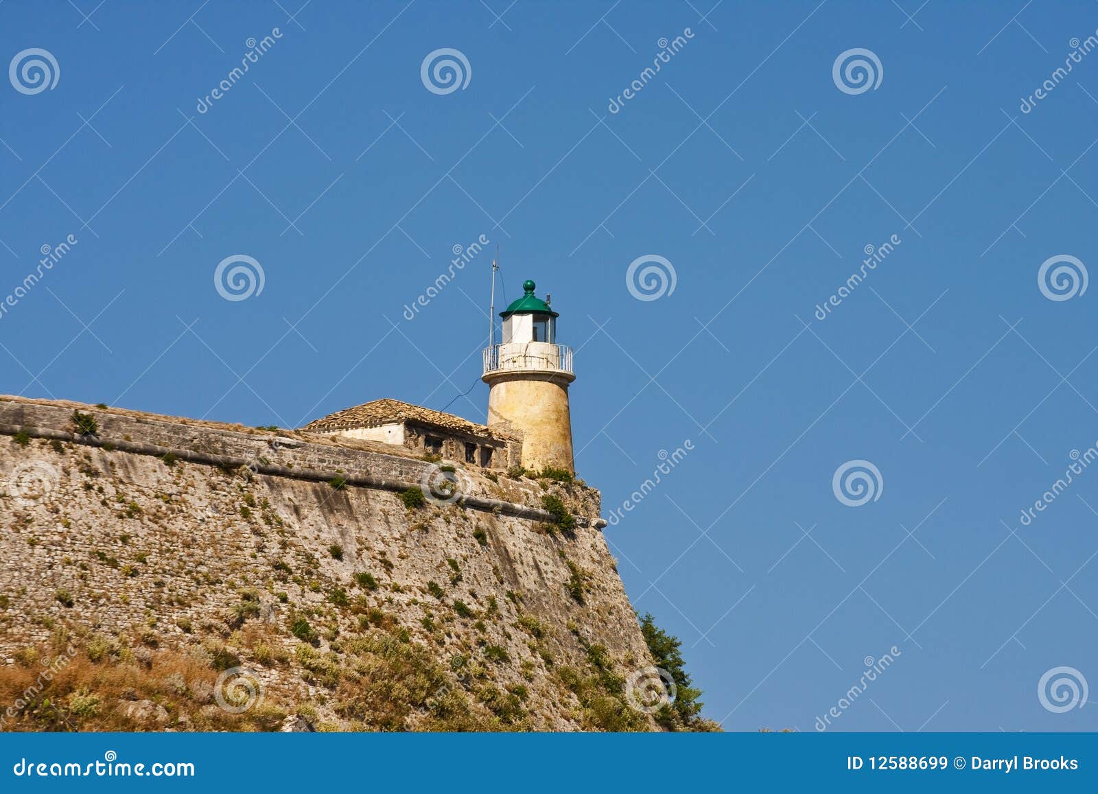 Lighthouse on Greek Fortress Stock Image - Image of construction ...