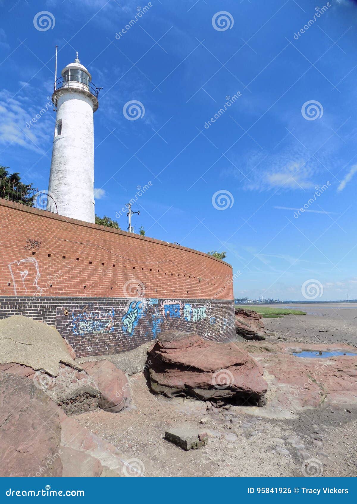 Lighthouse at Hale in Merseyside Stock Photo - Image of hale, liverpool ...