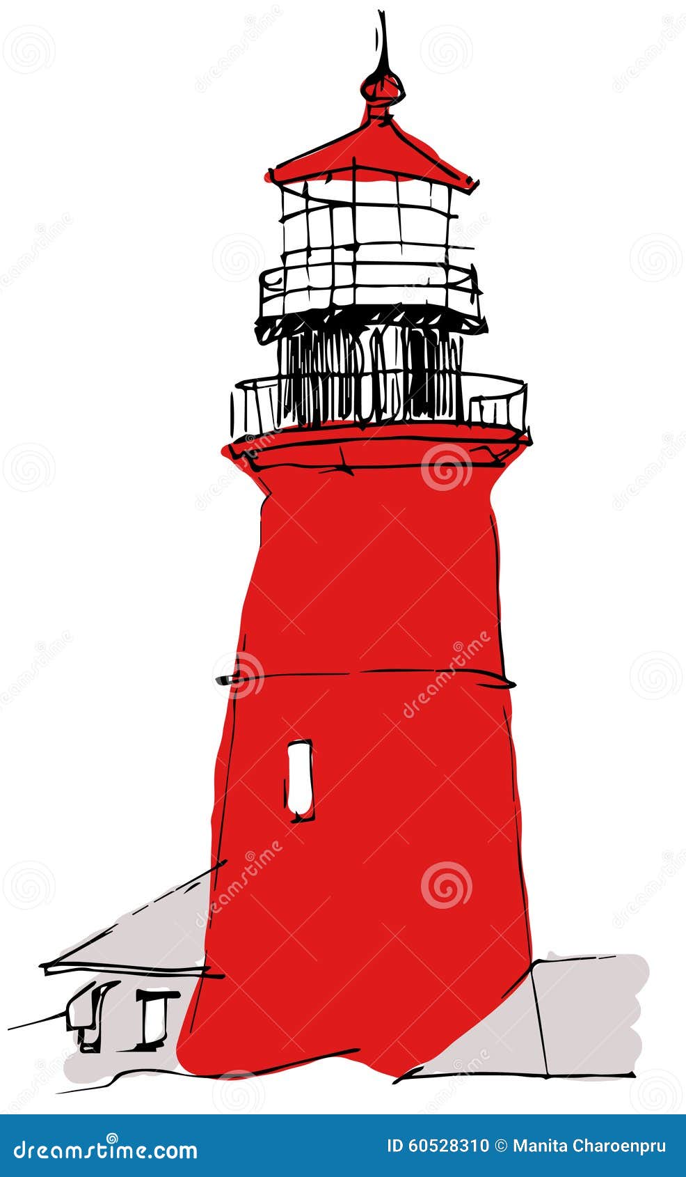 Lighthouse stock vector. Illustration of sentinel, hand - 60528310