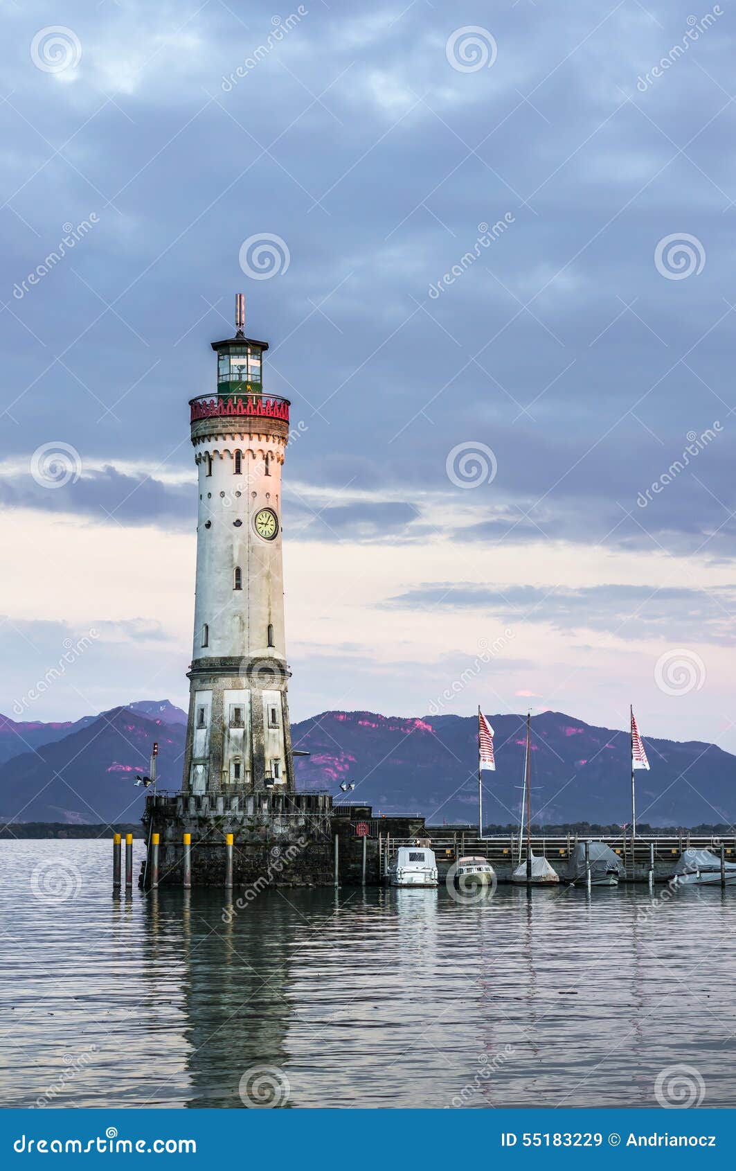 Lighthouse in Harbor of Lindau in Lake Constance Stock Image - Image of ...