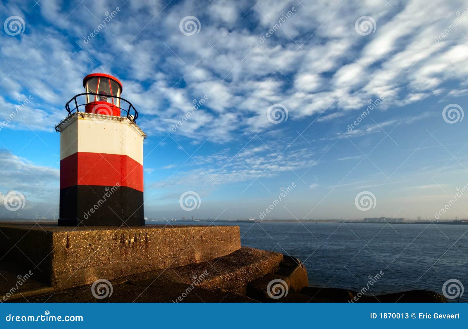 Lighthouse with Harbor View Stock Image - Image of location, seaside ...
