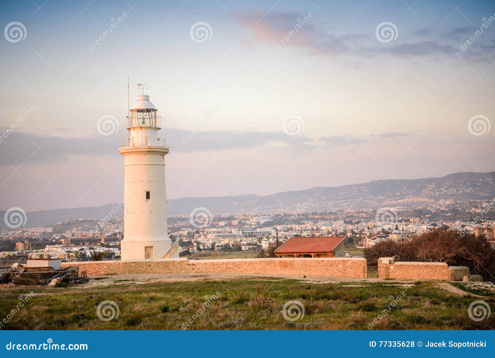 Lighthouse in Historic Paphos, Cyprus Stock Photo - Image of beacon ...