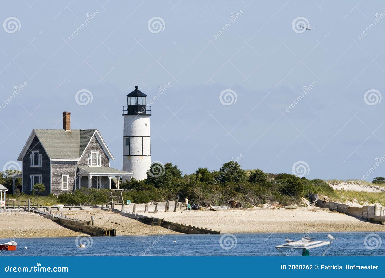 Lighthouse and Home at Cape Cod Stock Photo - Image of harbor, atlantic ...