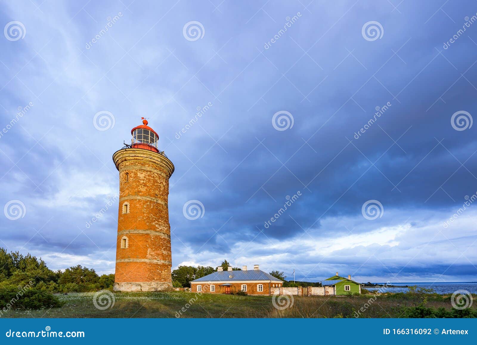 Lighthouse and House in the Baltic Sea. Shore, Evening Light, Sunset ...