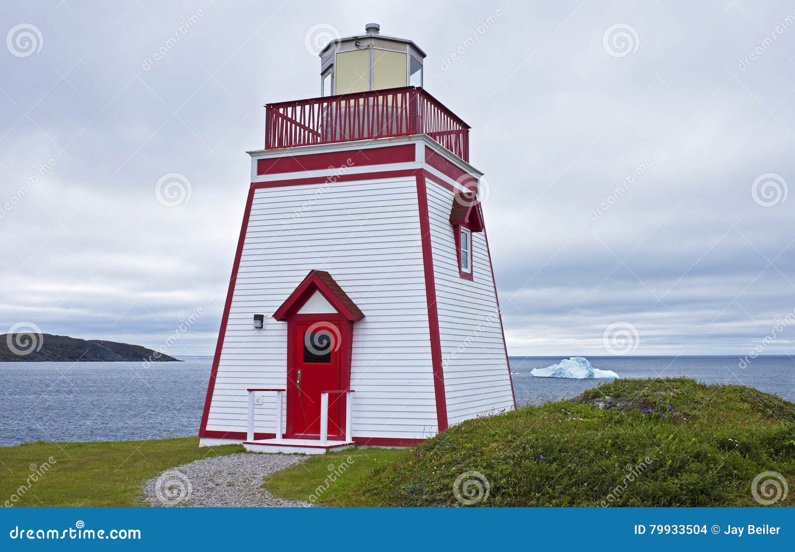 Lighthouse with Iceberg, Newfoundland Stock Photo - Image of eastern ...
