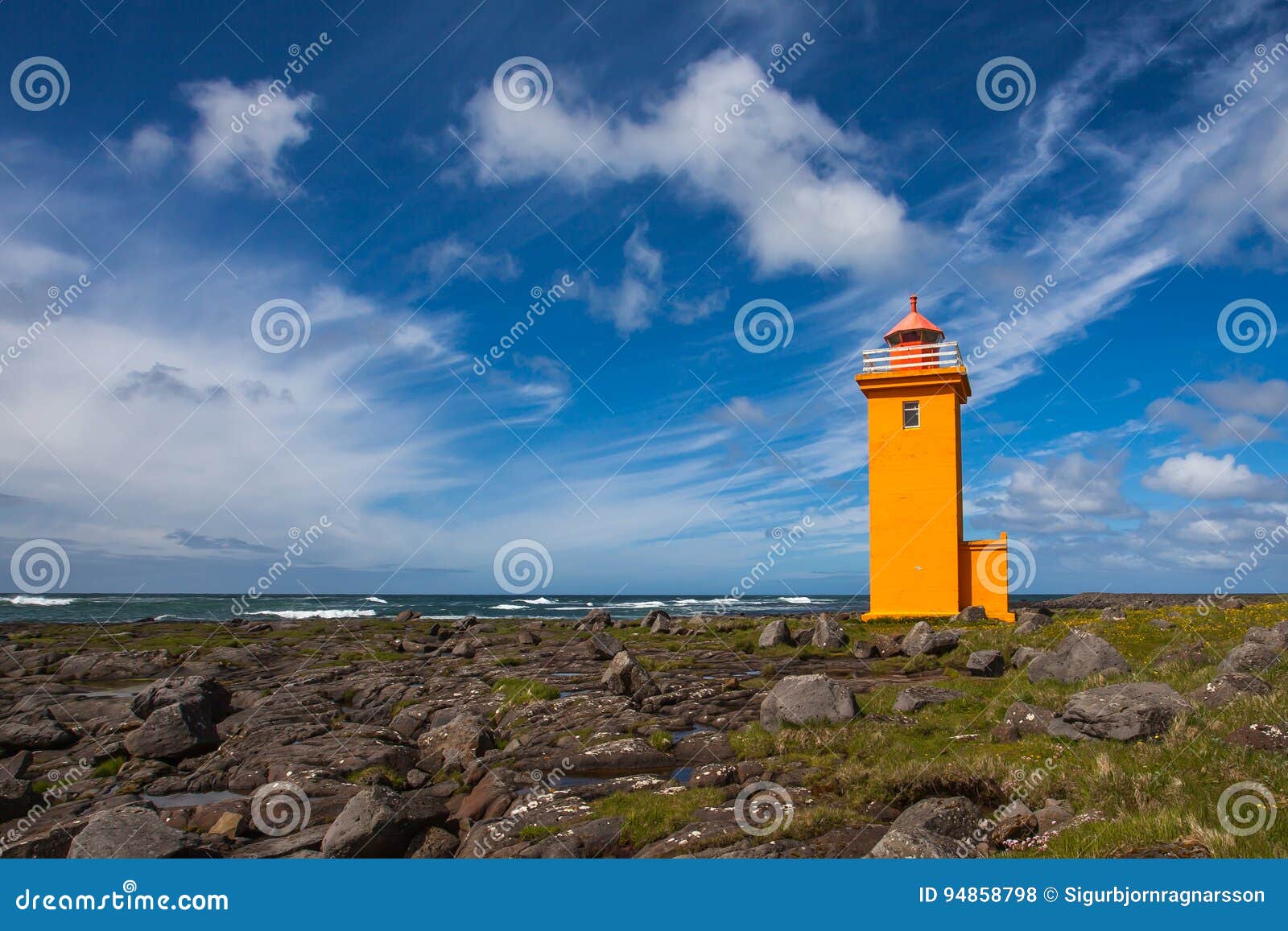 Lighthouse in Iceland stock photo. Image of blue, countryside - 94858798