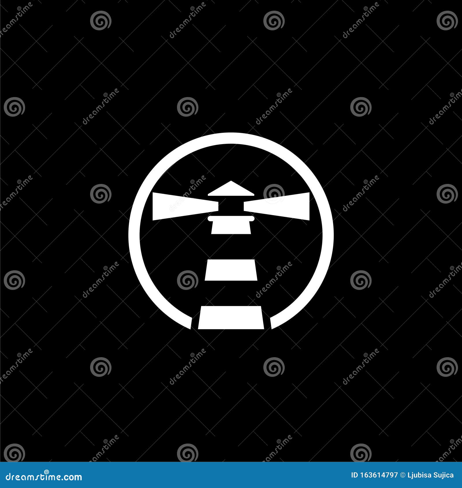 Lighthouse Icon on Black Background Stock Vector - Illustration of ...
