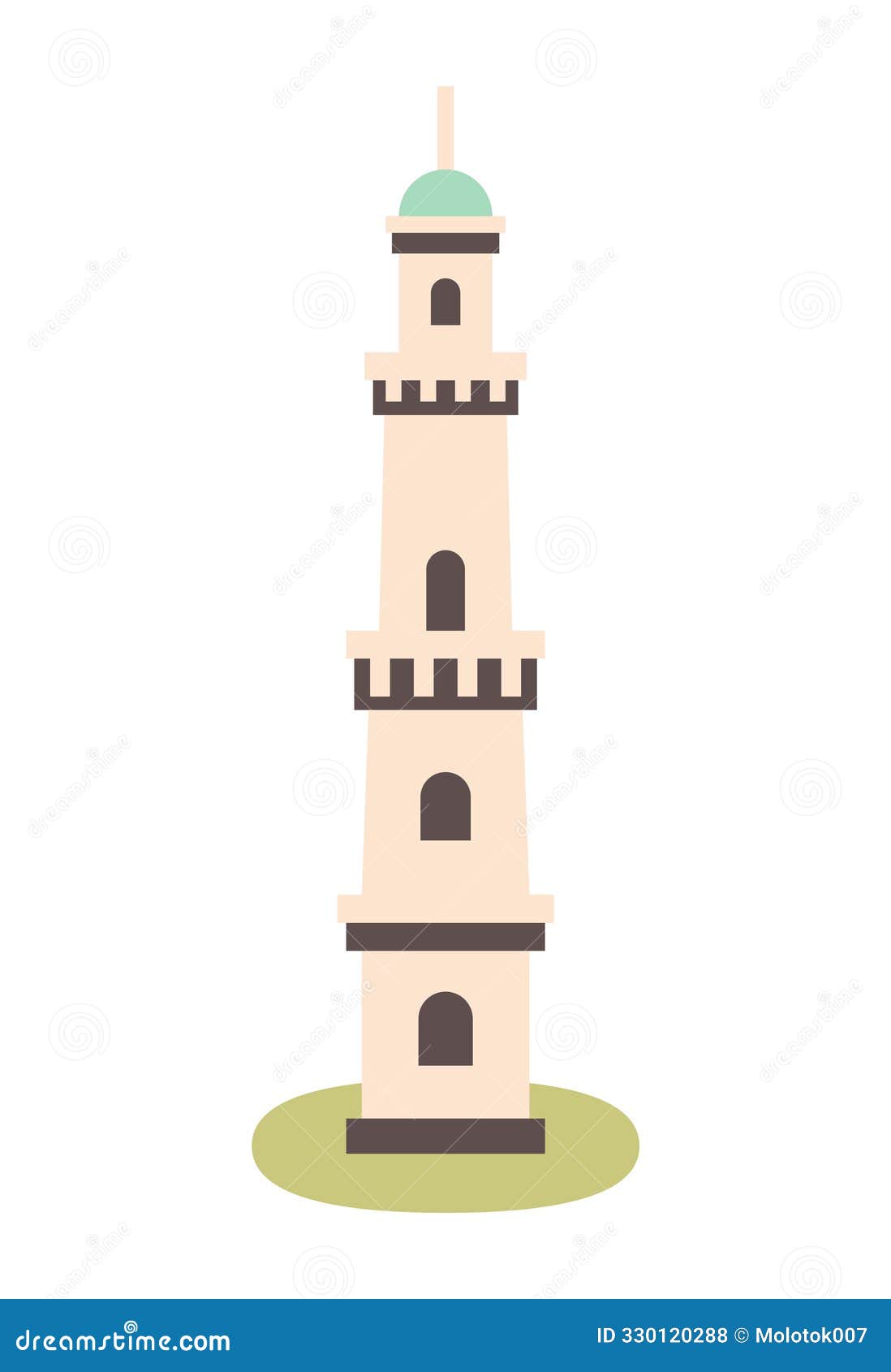 A Tall Tower Is Illuminated By Lanterns On A Night Background Royalty ...