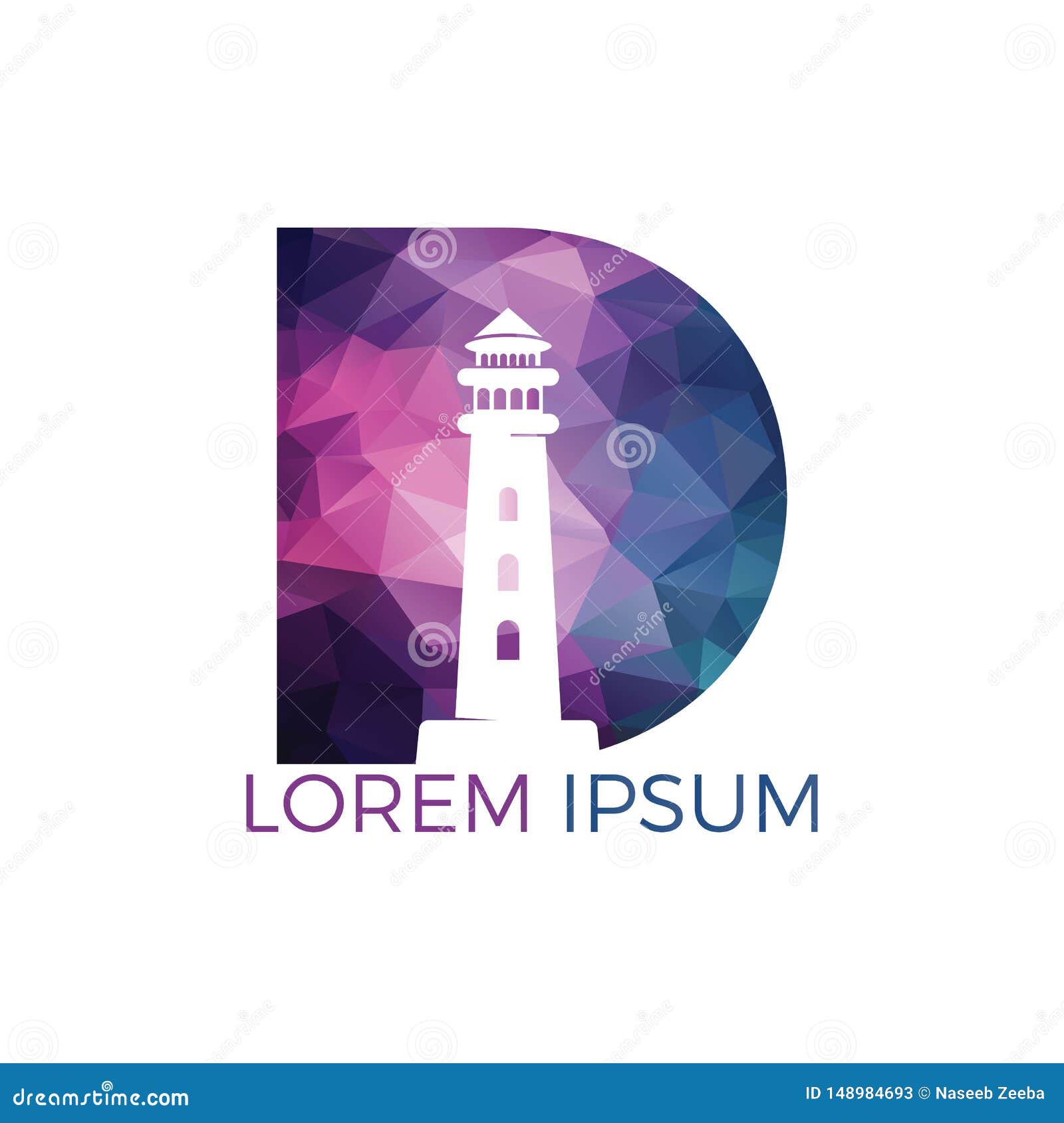 Letter D Lighthouse Vector Logo Design. Stock Vector - Illustration of ...