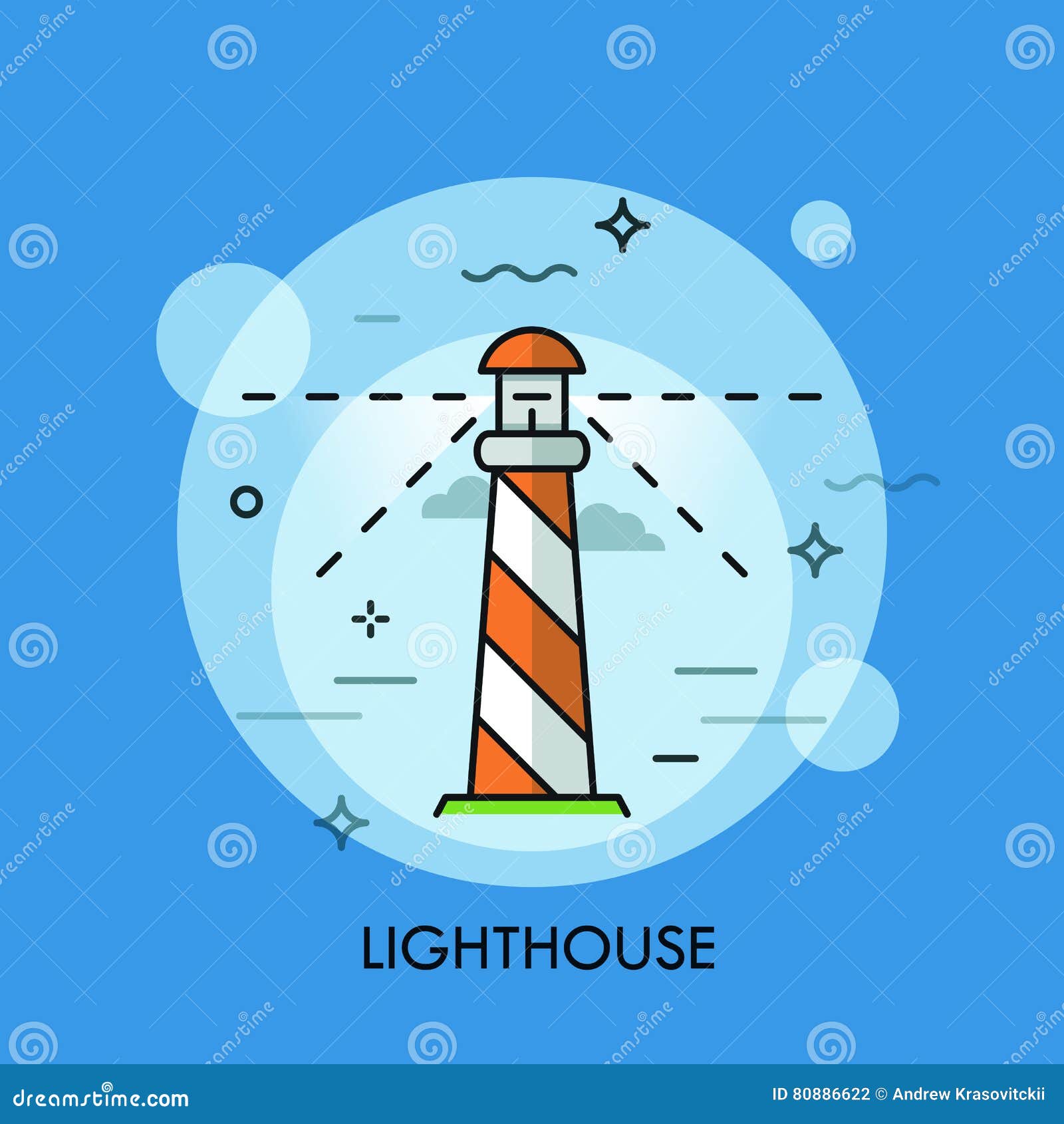 Lighthouse Icon Logo Line Flat Design. Vector Illustration. Stock ...