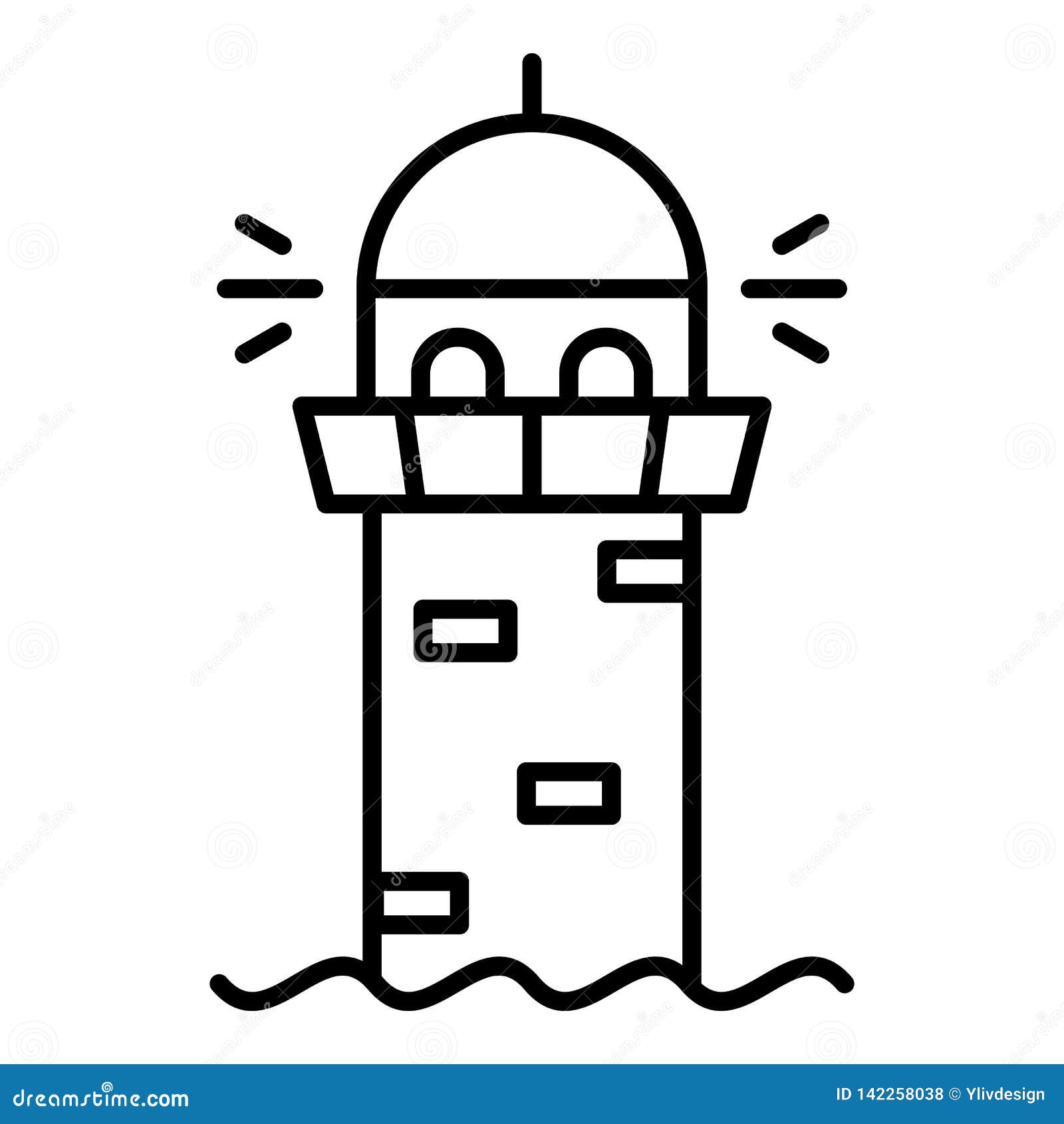 Lighthouse Icon, Outline Style Stock Vector - Illustration of line ...