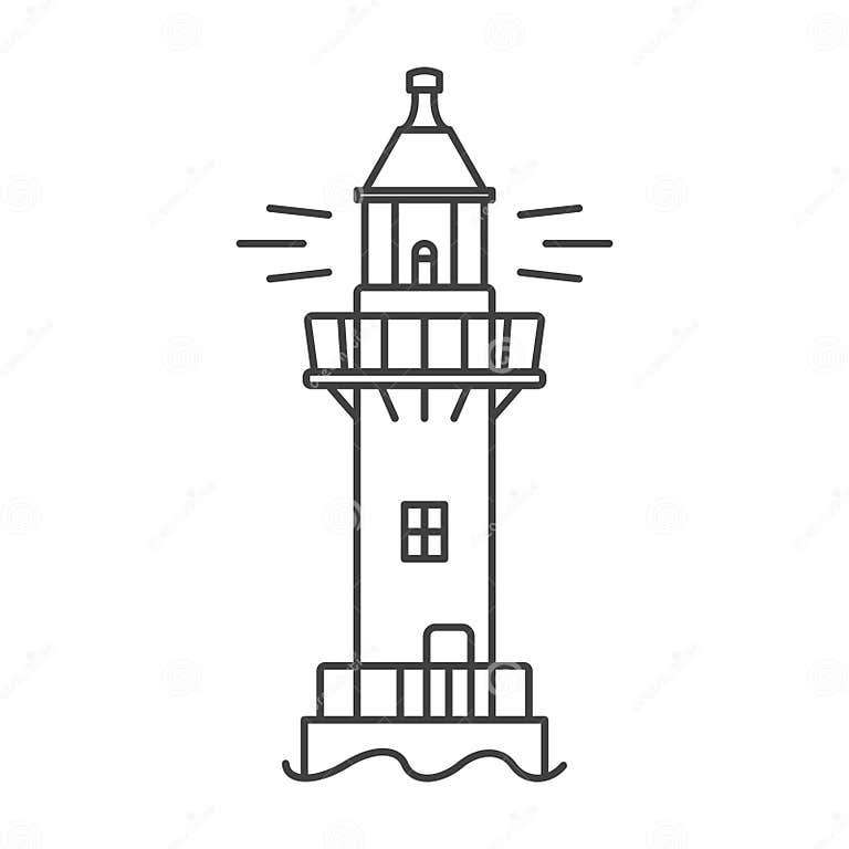Lighthouse Icon. a Simple Line Drawing of a Coastal Structure that ...