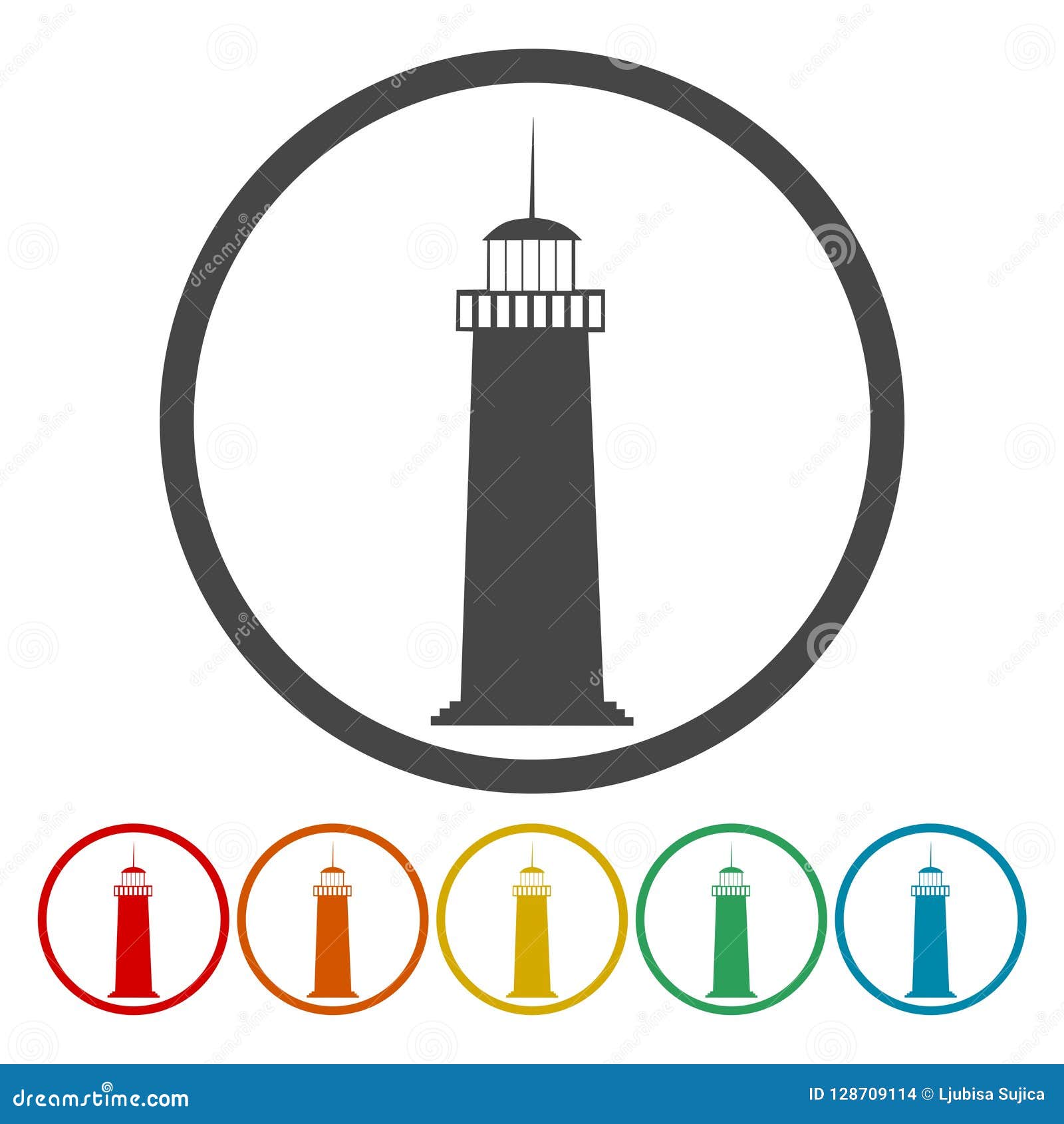 Lighthouse icon stock vector. Illustration of concept - 128709114