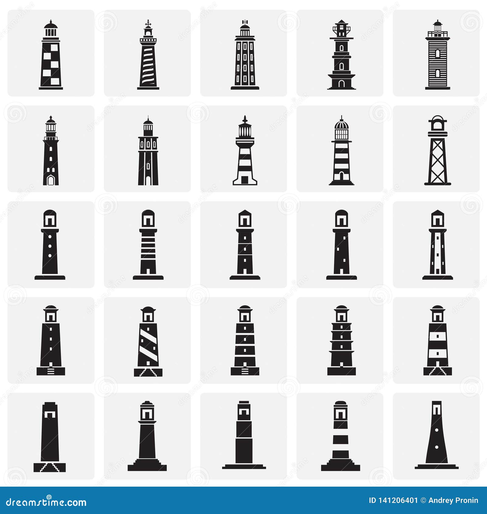 Lighthouse Icons Set on Background for Graphic and Web Design. Simple ...