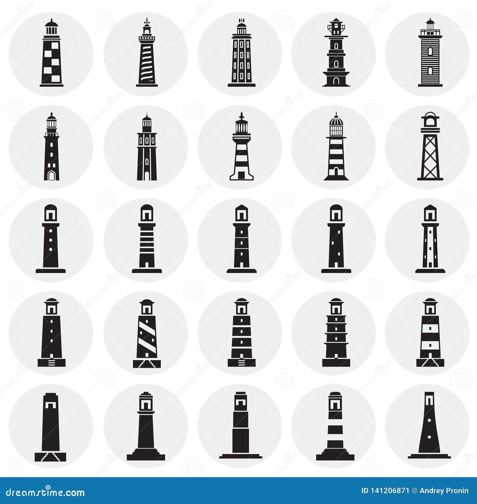Lighthouse Icons Set on Background for Graphic and Web Design. Simple ...