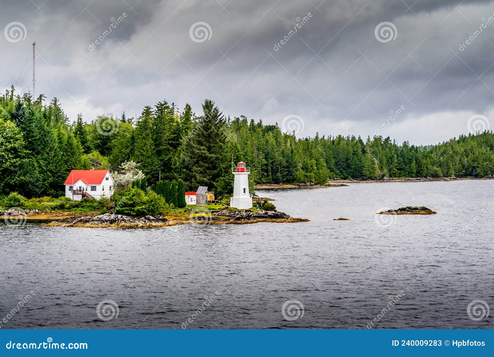 Lighthouse in the Inside Passage of British Columbia Stock Image ...