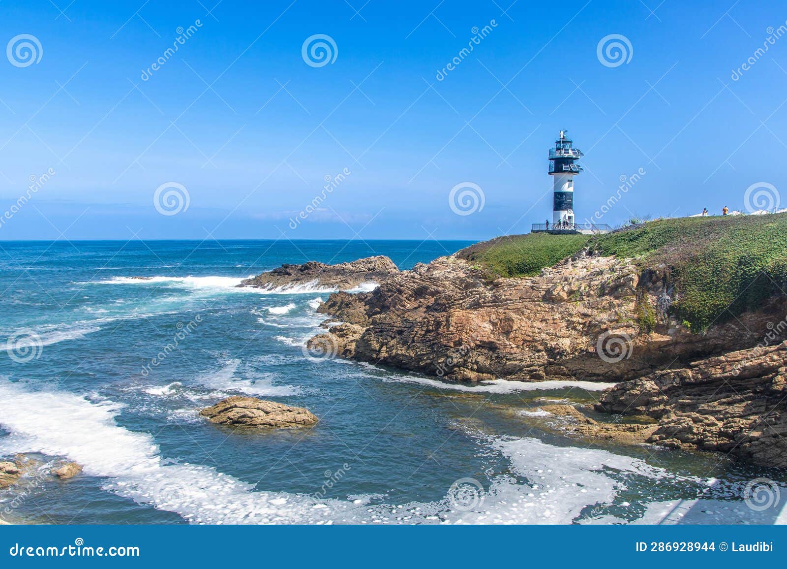The Lighthouse at Isla Pancha in Galicia Stock Photo - Image of cliff ...