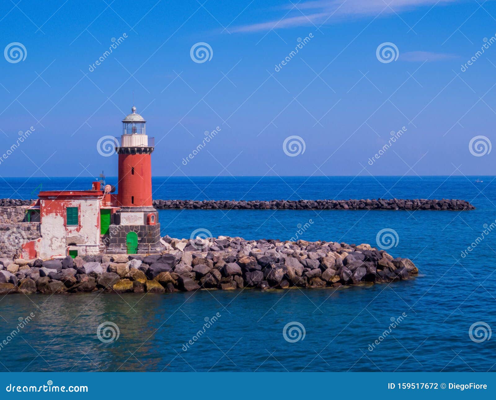 The Lighthouse on the Island of Ischia, Italy Stock Photo - Image of ...