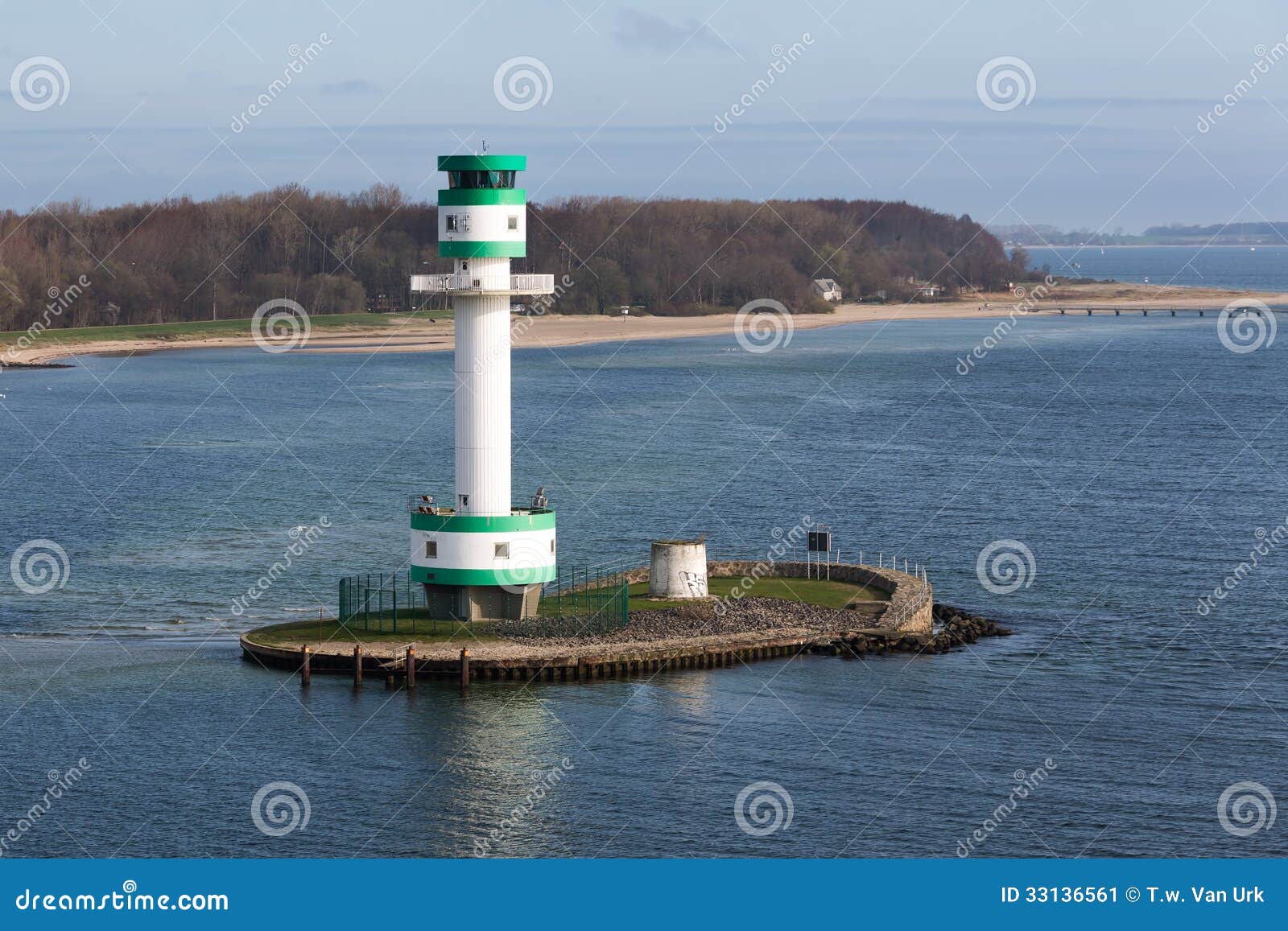 Lighthouse at an Island Near the Harbor of Kiel, Germany Stock Image ...