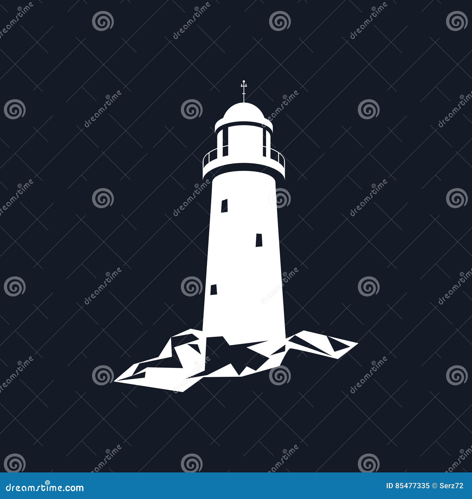 Lighthouse Isolated on Black Stock Vector - Illustration of orientation ...