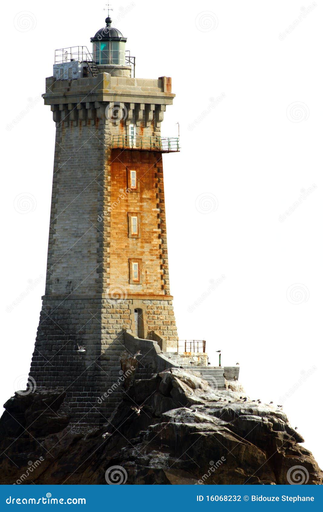 Lighthouse Isolated on White Stock Photo - Image of light, sunlight ...