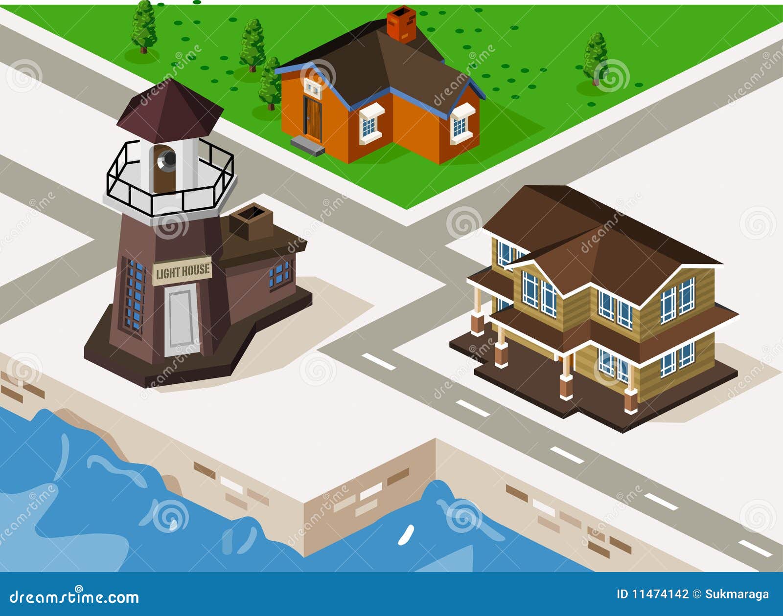 Lighthouse Isometric stock vector. Illustration of neighbor - 11474142