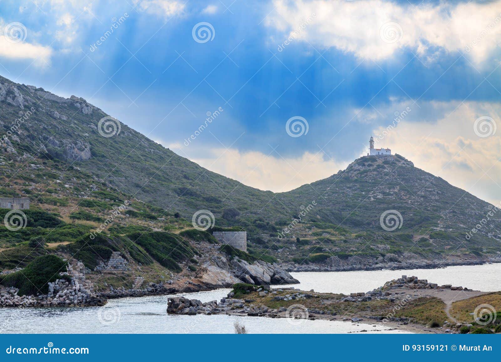 Lighthouse in Knidos Ancient Greek City with Sun Rays Stock Image ...