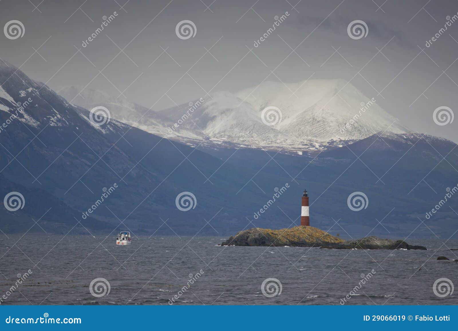 Lighthouse Les Eclaireurs on the Beagle Channel Stock Image - Image of ...