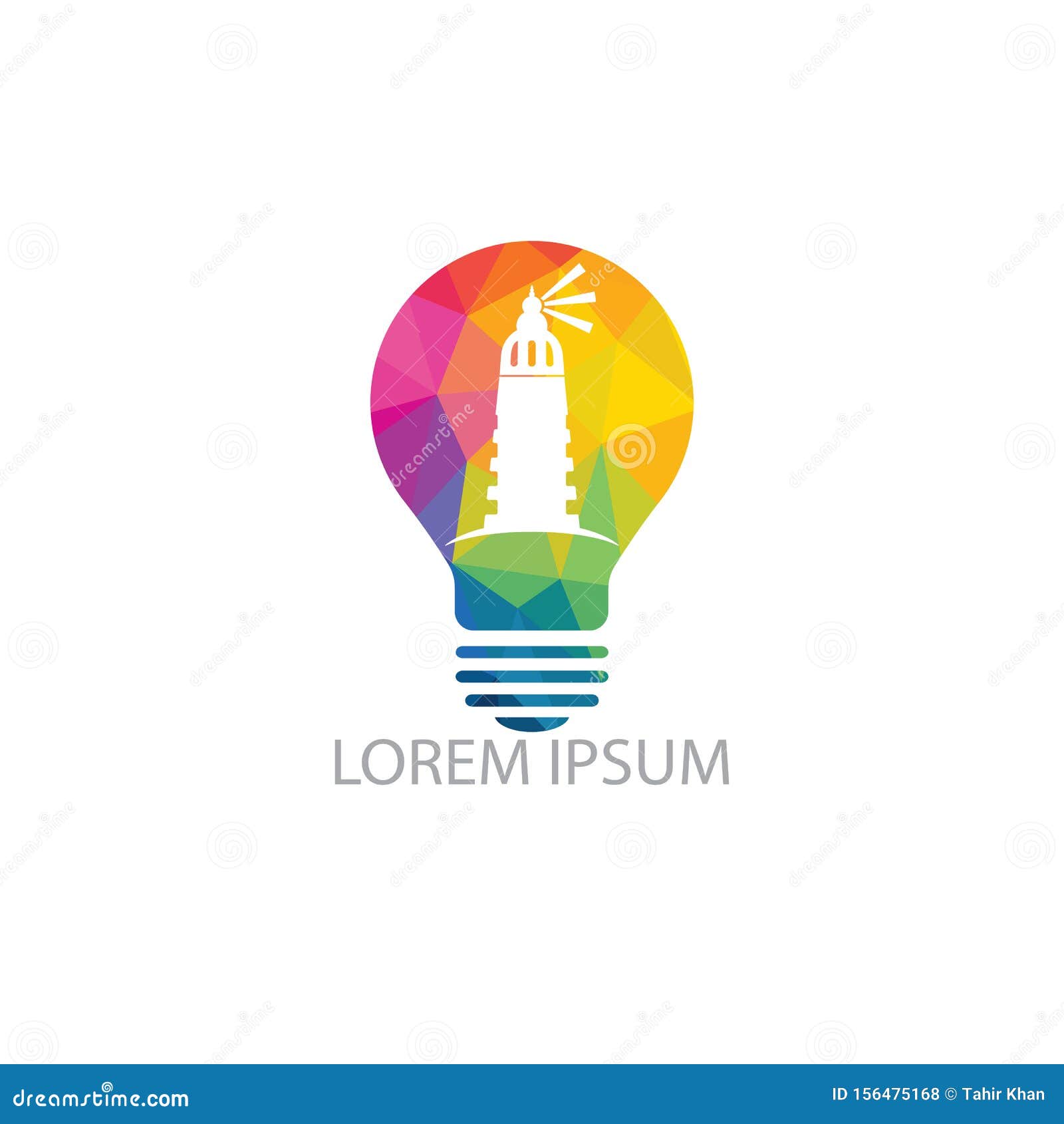 Lighthouse and Light Bulb Vector Logo . Stock Vector - Illustration of ...