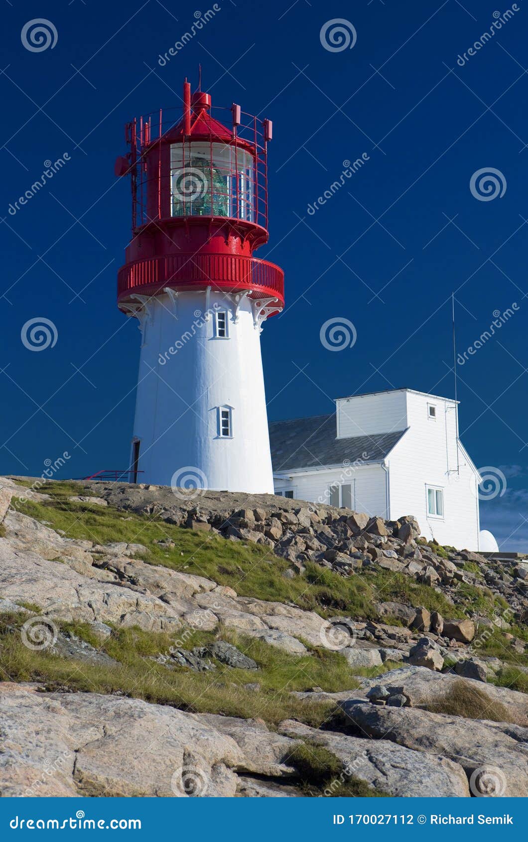 Lighthouse, Lindesnes, Norway Stock Photo - Image of beacon, buildings ...