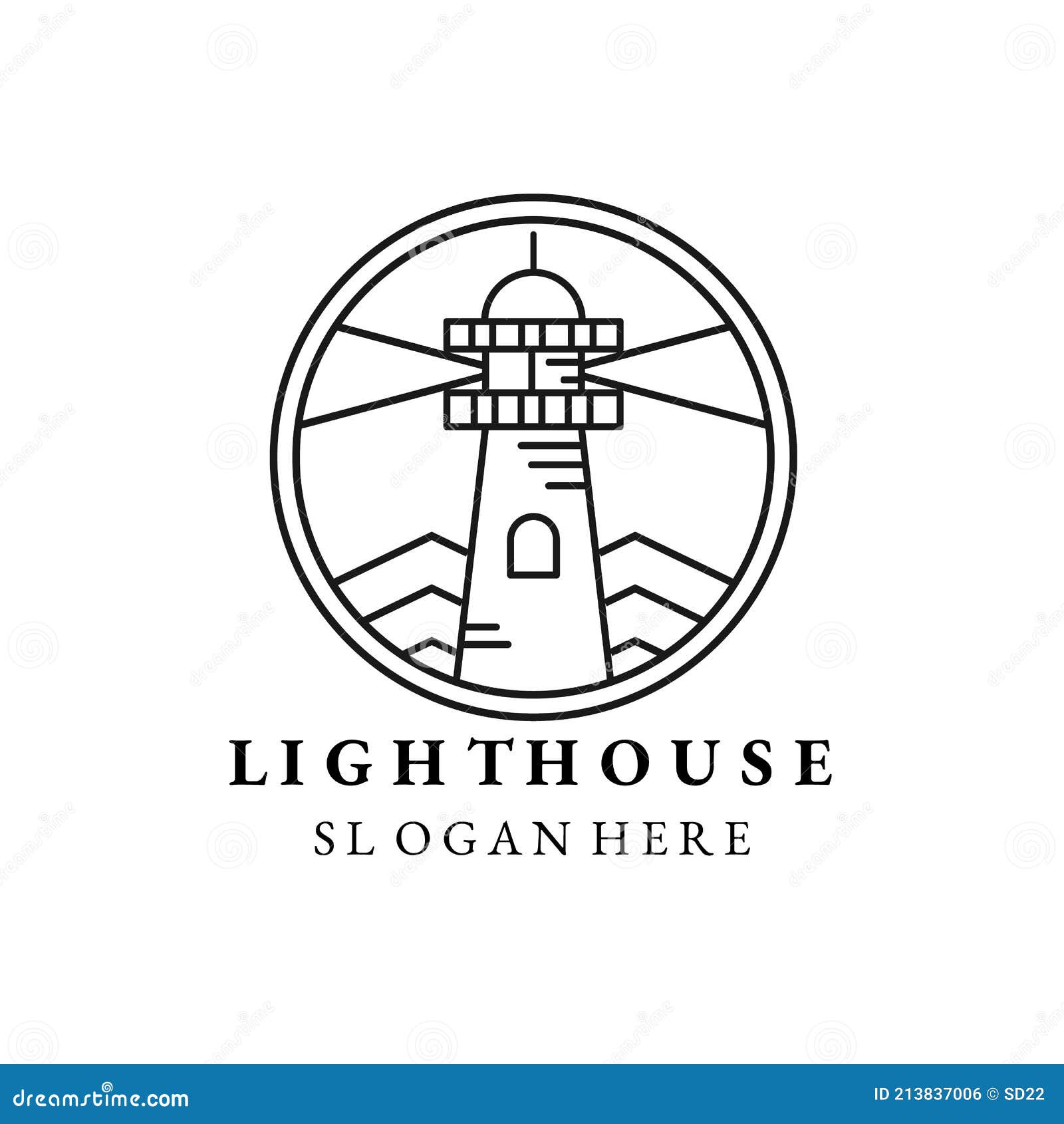 Lighthouse Line Art Emblem Icon Logo Vector Illustration Template ...