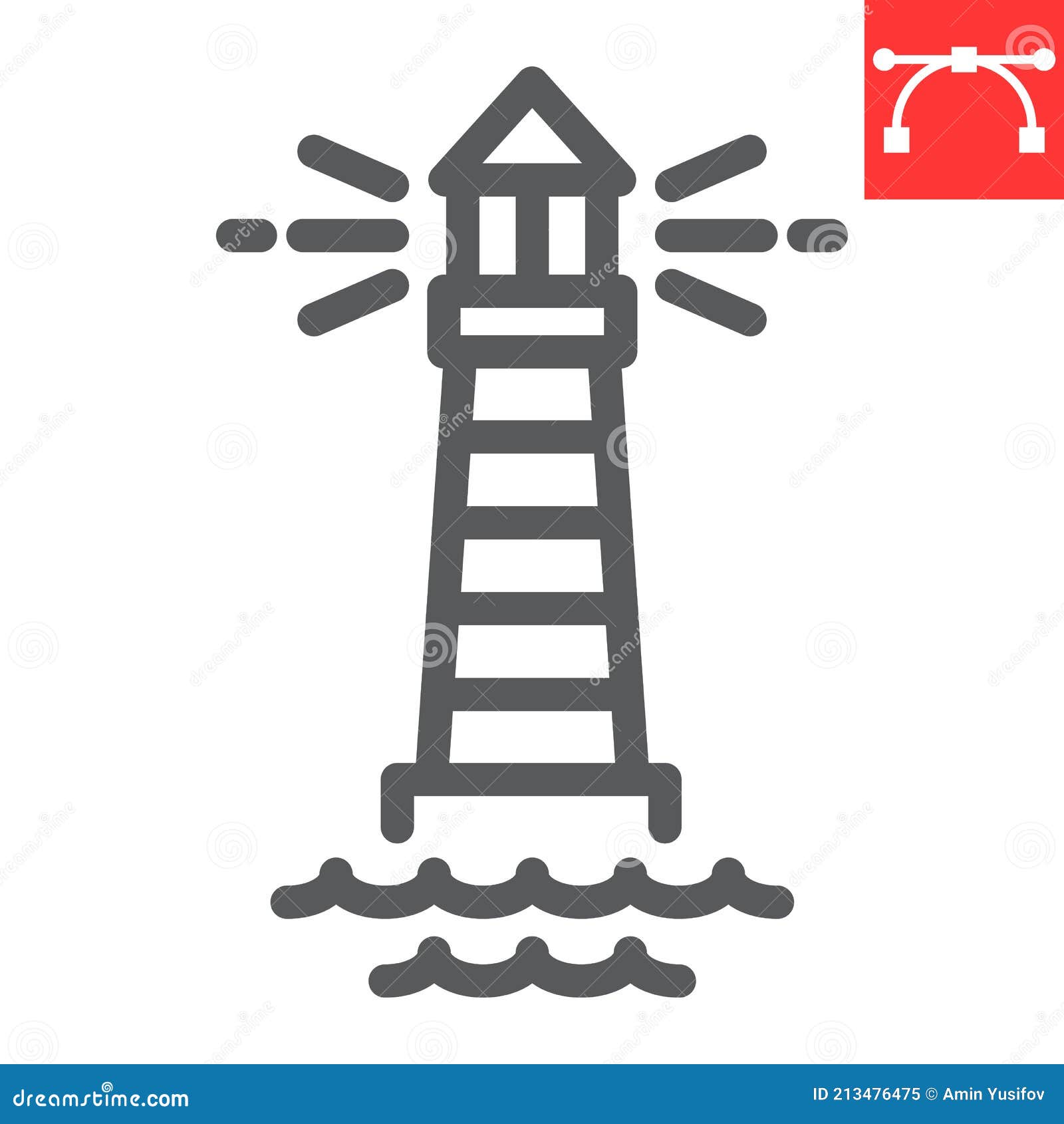 Lighthouse Line Icon, Sea and Ocean, Lighthouse Vector Icon, Vector ...