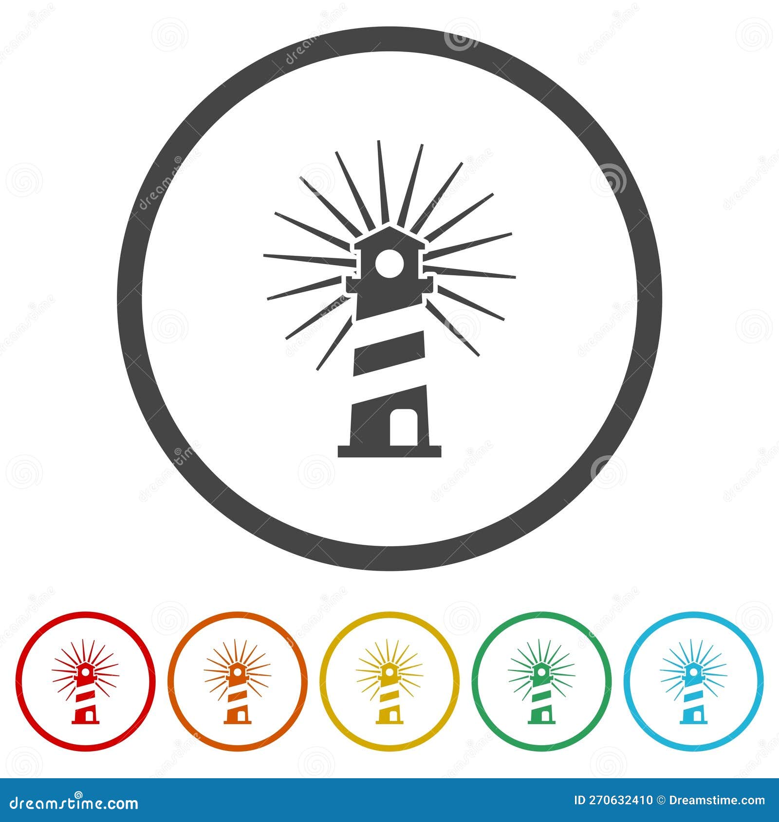 Lighthouse Logo Icons in Color Circle Buttons Stock Vector ...