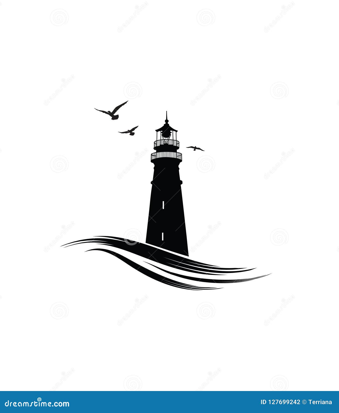 Lighthouse Logo. Nautical Icon with Lighthouse with Ocean Waves Stock ...
