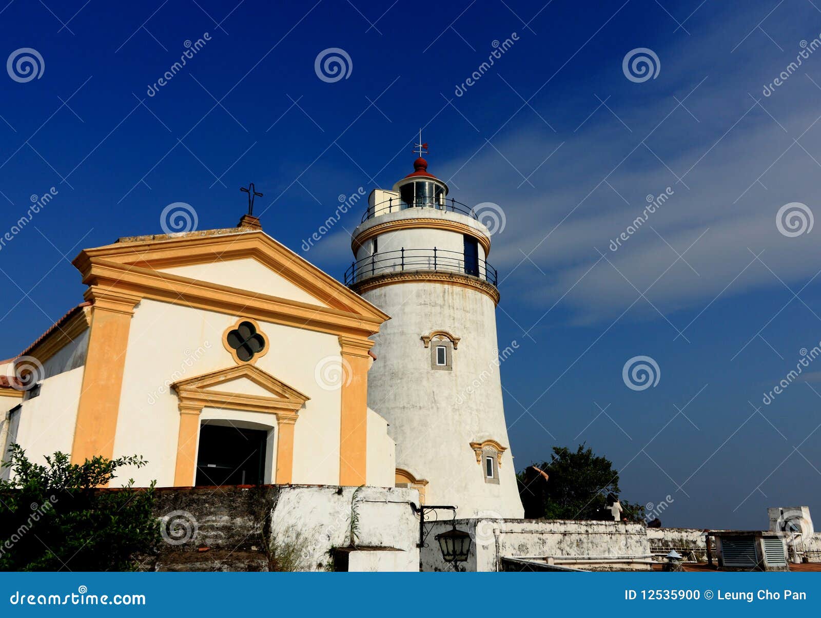 Lighthouse in Macau stock photo. Image of chapel, background - 12535900
