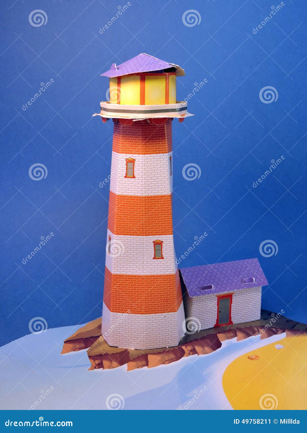 Lighthouse made from paper stock image. Image of background - 49758211