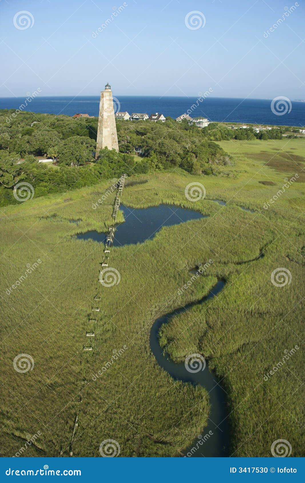 Lighthouse in marsh. stock photo. Image of aerial, colour - 3417530