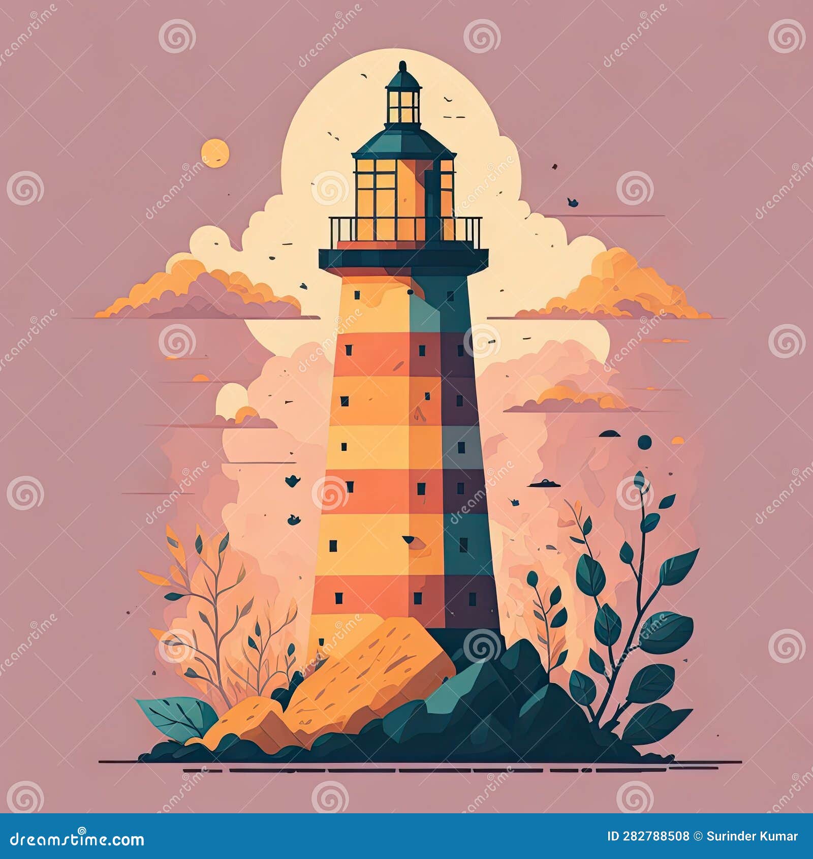 A Lighthouse Mashup with Cross ,design,illustration Generated AI Stock ...