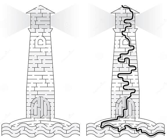 Lighthouse maze stock vector. Illustration of black - 163644452