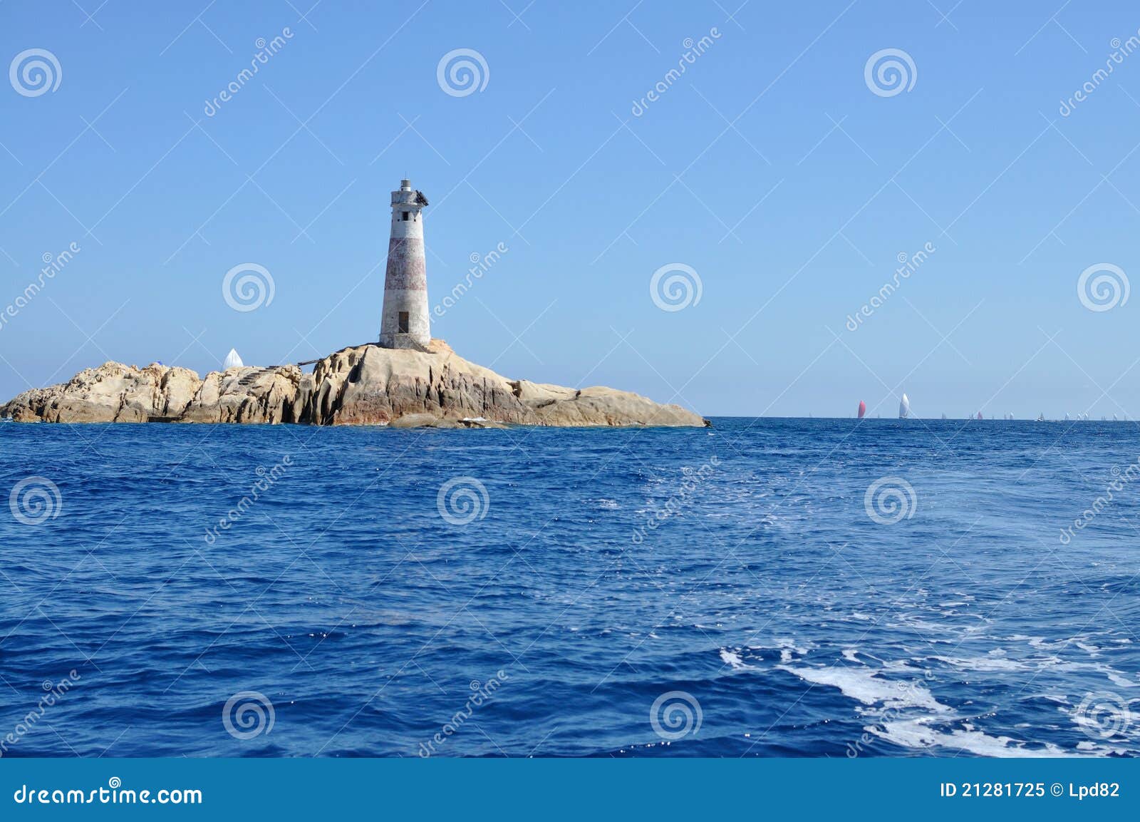 Lighthouse of Monaci Islands Stock Image - Image of monaci, sailing ...