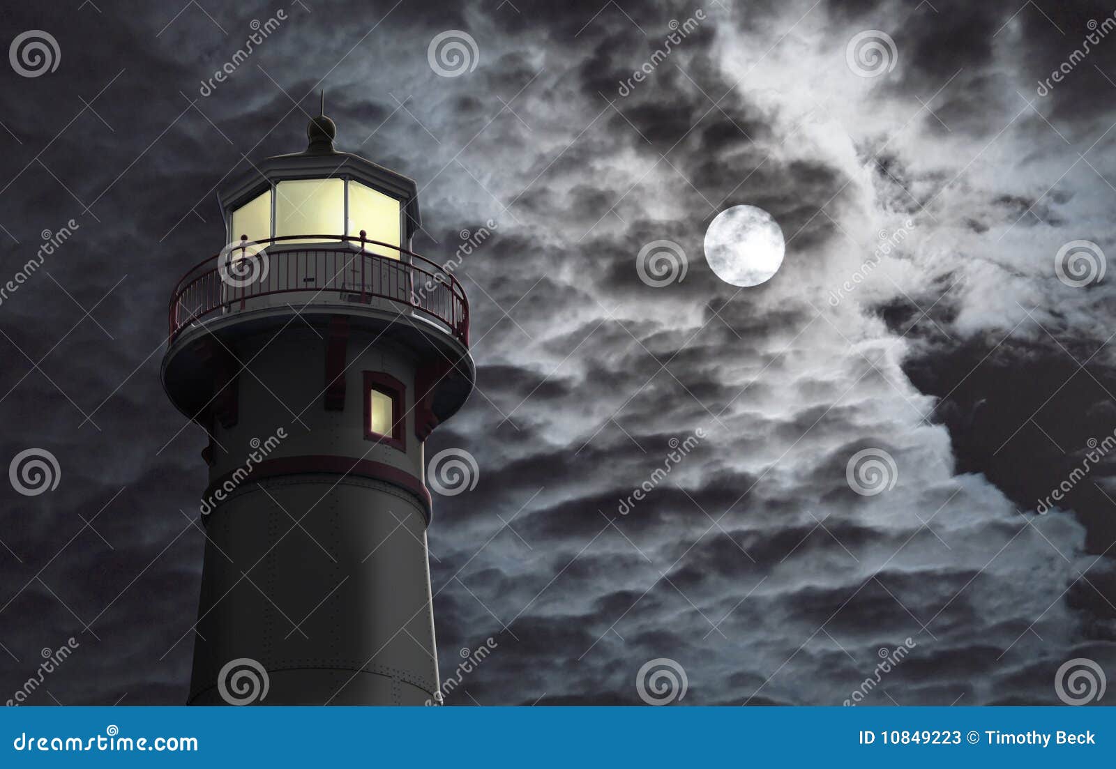 Lighthouse with moon stock image. Image of lighthouse - 10849223