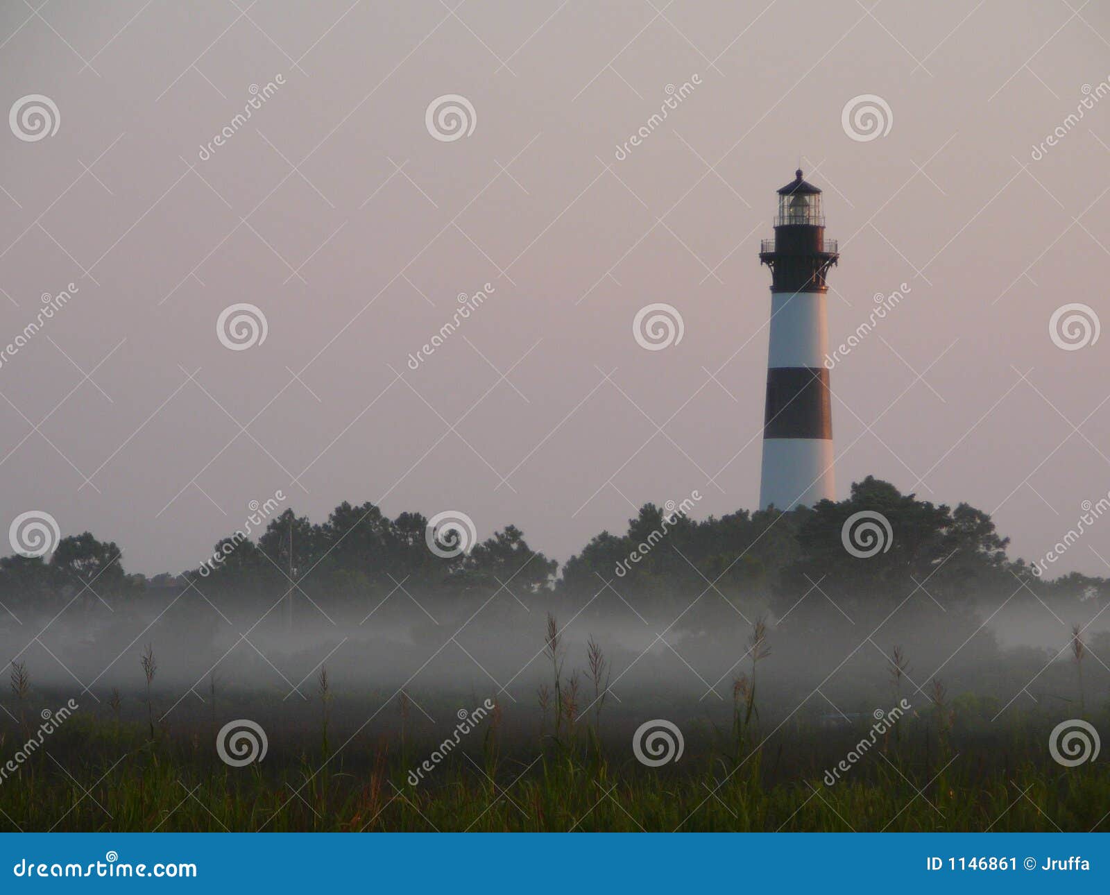 Lighthouse in the Morning Mist Stock Image - Image of early, bodie: 1146861
