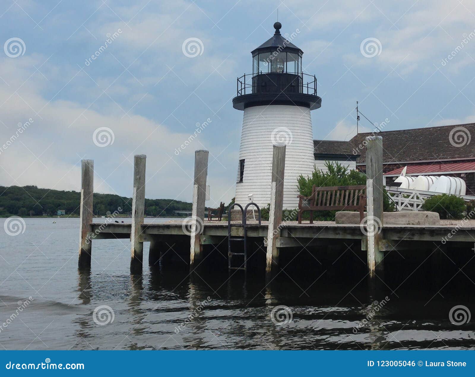 Lighthouse at Mystic Seaport Stock Photo - Image of river, states ...